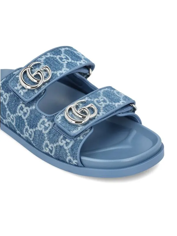 Gucci Monogrammed Double Strap Slip-on Sandals