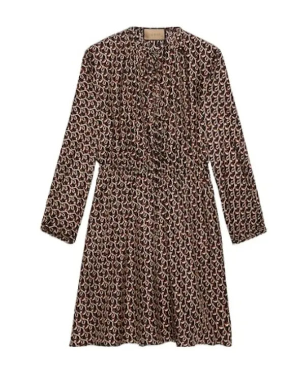 Gucci Interlocking G Chain Print Dress - Brown