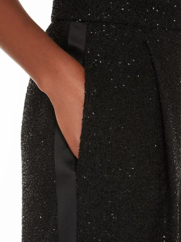 Max Mara Sequin Embellished Wool-blend Straight Leg Pants