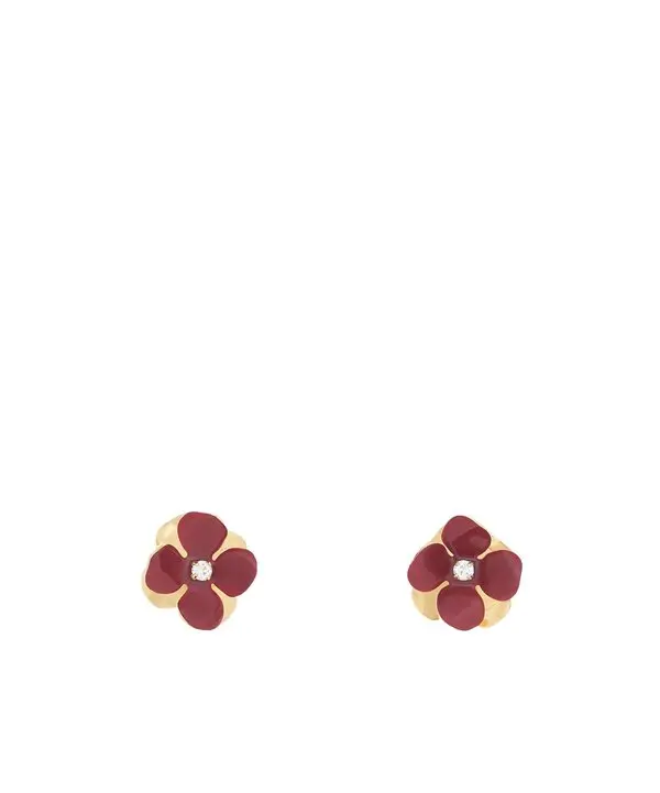 Marni Embellished Floral Motif Earrings - Wine Red