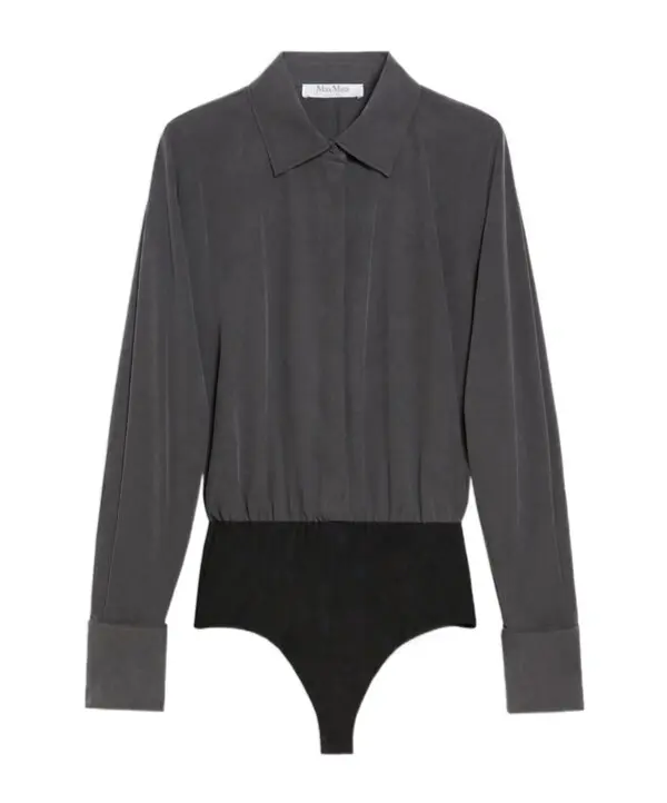 Max Mara Tempo Buttoned Long-sleeved Top - Dark Gray