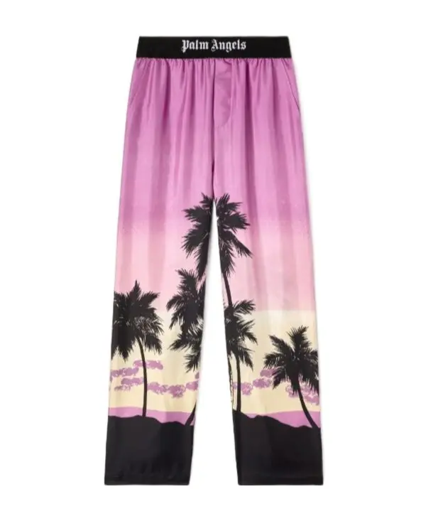 Palm Angels Sunset Printed High Waist Pajama Pants - Pink