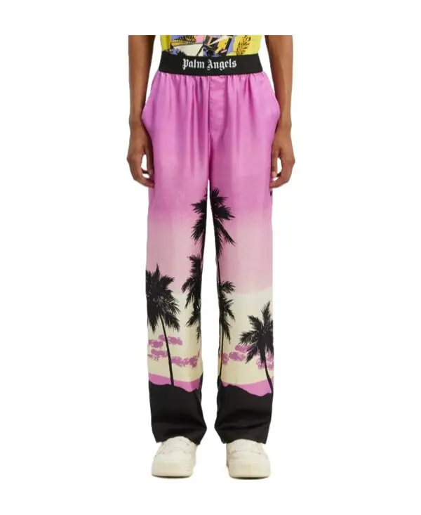 Palm Angels Sunset Printed High Waist Pajama Pants