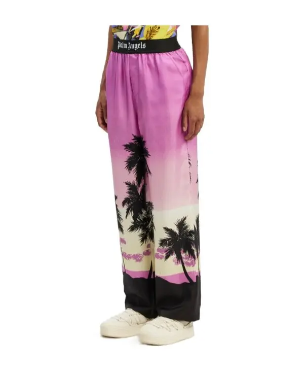 Palm Angels Sunset Printed High Waist Pajama Pants
