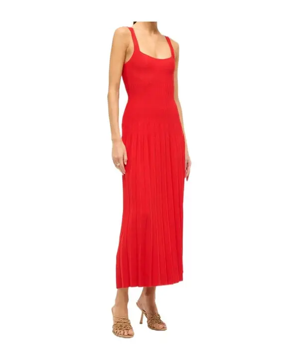 Staud Ellison Sleeveless Midi Dress - Red