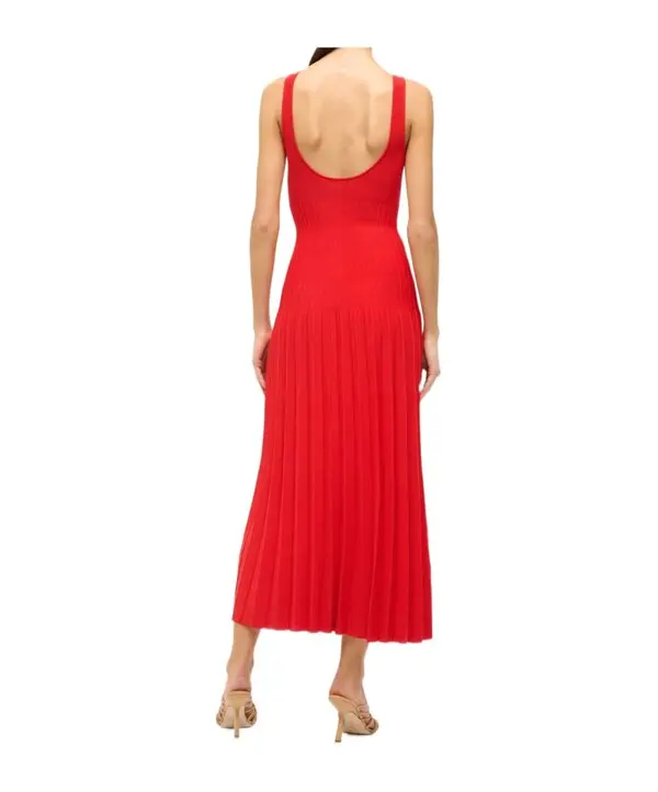 Staud Ellison Sleeveless Midi Dress - Red