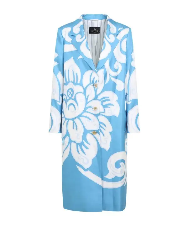 Etro Single Breasted Graphic Printed Coat