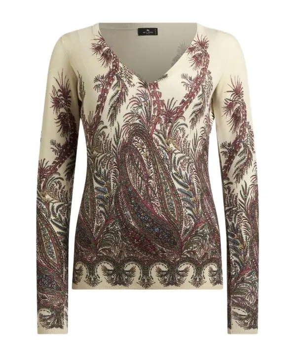 Etro Paisley Print V-neck Sweater - Nude