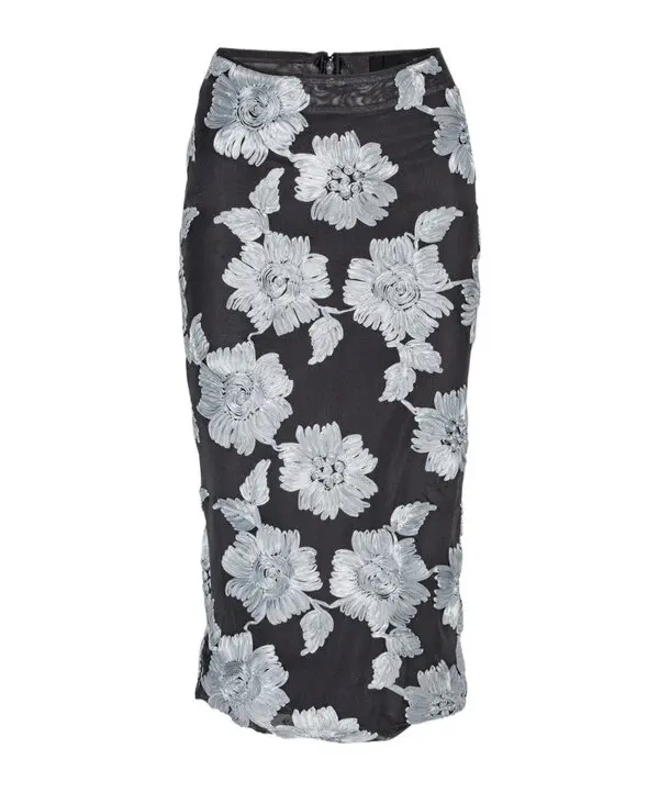 ROTATE BY BIRGER CHRISTENSEN Floral Patterned Pencil Skirt - Grey