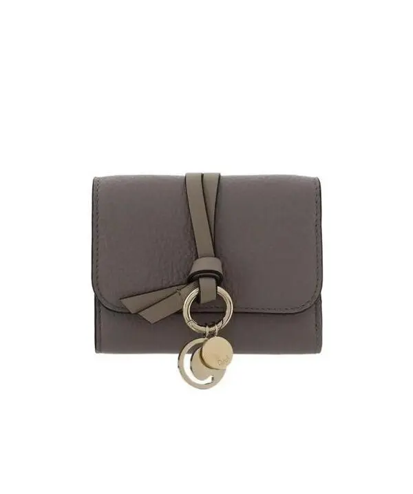 Chloé Logo Plaque Tri-fold Wallet - Gray