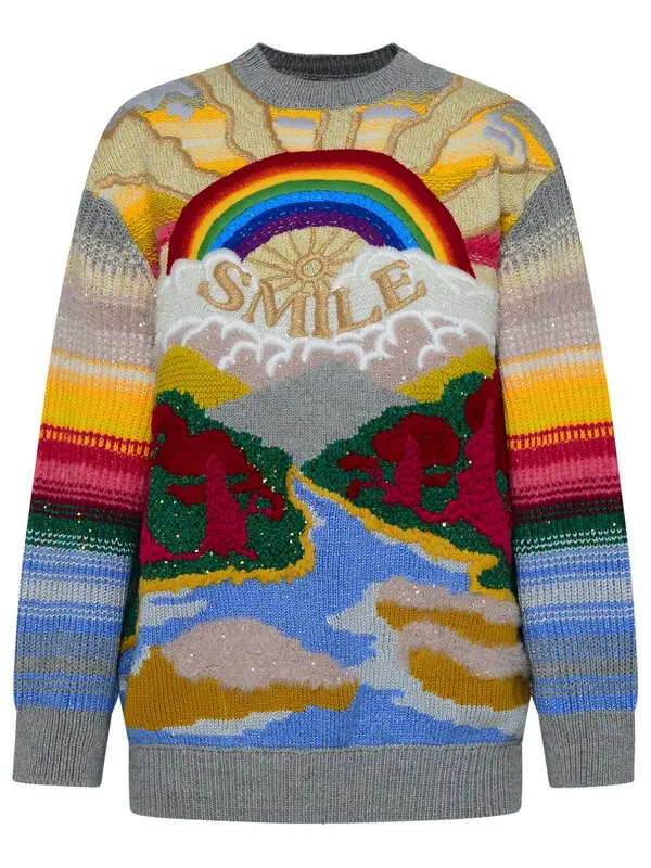 Stella McCartney Smile Embroidered Crewneck Jumper - Gray