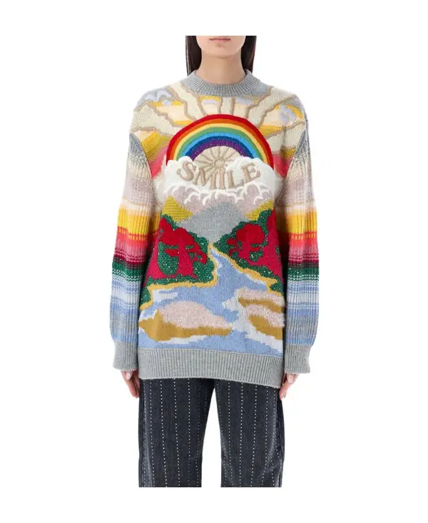 Stella McCartney Smile Embroidered Crewneck Jumper - Gray