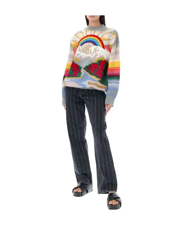 Stella McCartney Smile Embroidered Crewneck Jumper - Gray