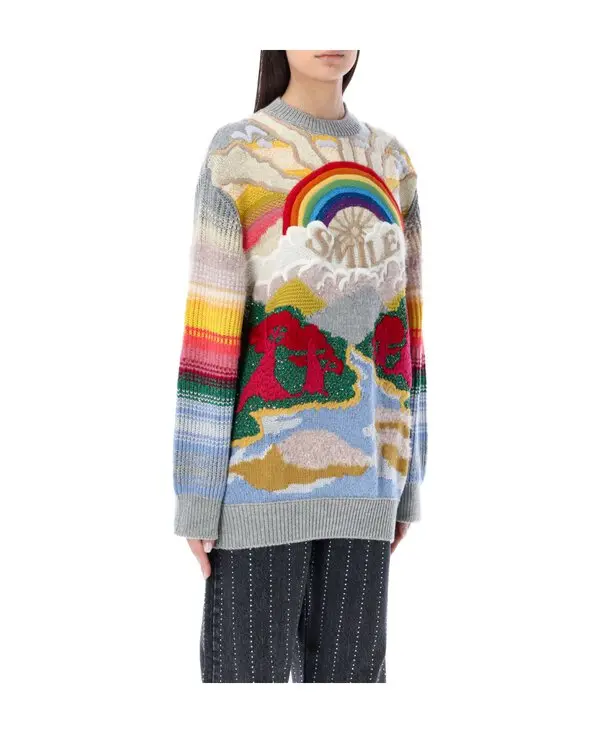 Stella McCartney Smile Embroidered Crewneck Jumper - Gray
