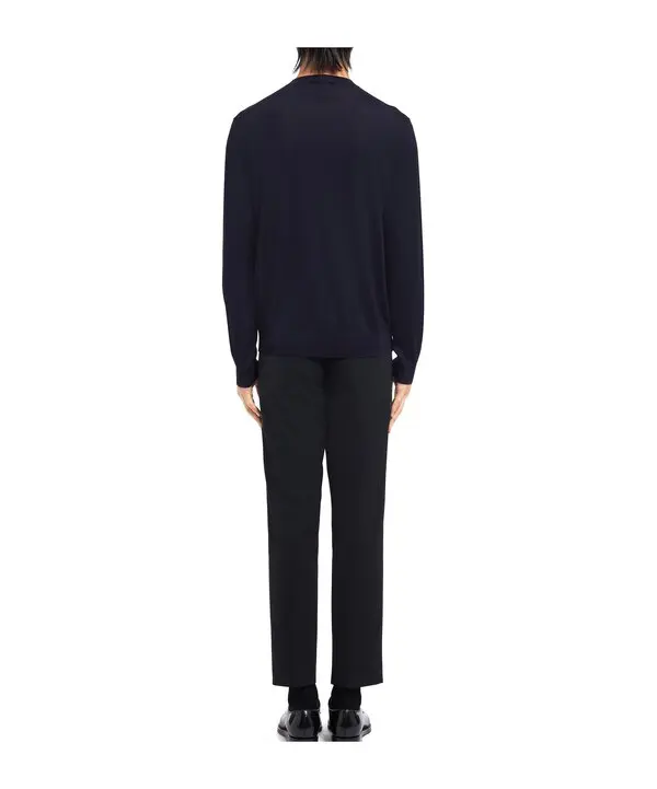 Prada Logo Embroidered Crewneck Jumper - Blue