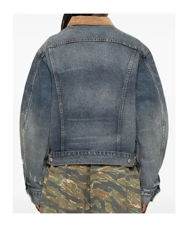 GALLERY DEPT. Distressed Denim Jacket With Contrast Collar