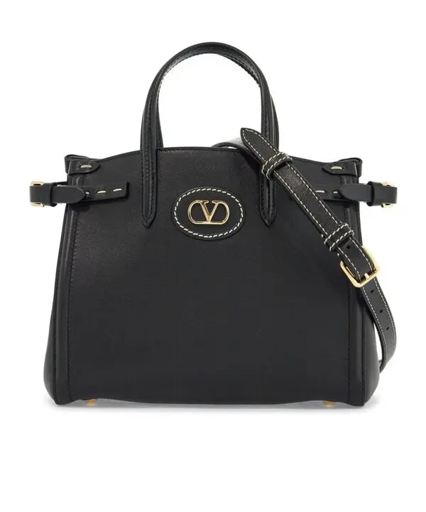 Valentino Garavani Antibes Vlogo Plaque Small Top Handle Bag - Black