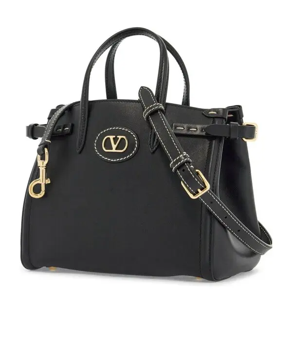 Valentino Garavani Antibes Vlogo Plaque Small Top Handle Bag - Black