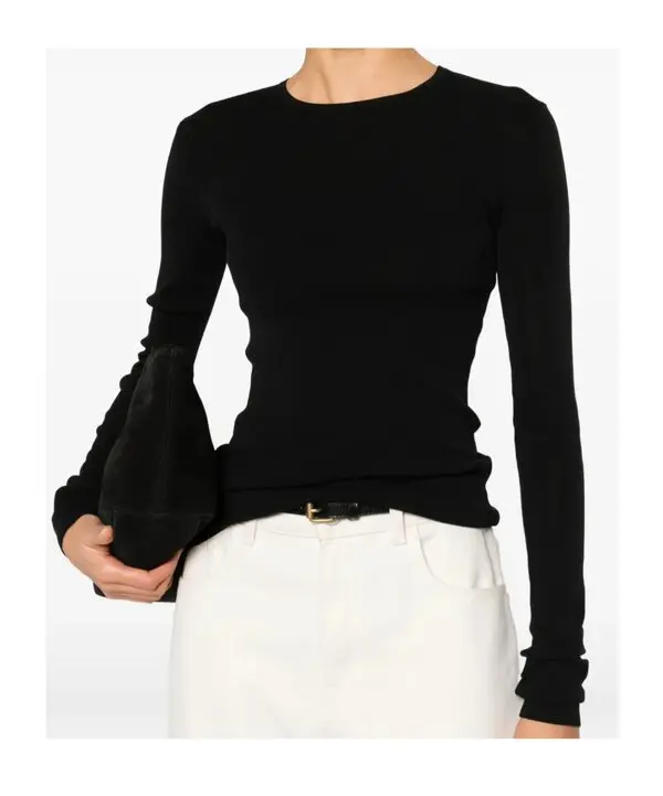 TOTEME Long-sleeved Crewneck T-shirt - Black