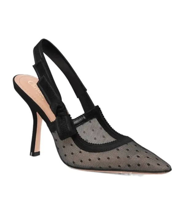 Dior Slingback Mesh Pointed Toe High Heel Pumps