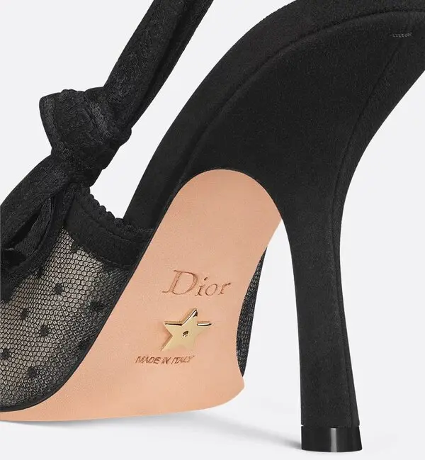 Dior Slingback Mesh Pointed Toe High Heel Pumps