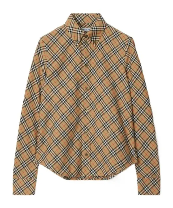 Burberry Check Printed Buttoned Shirt - Sand-colored