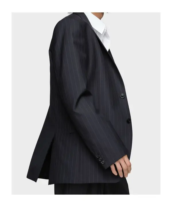 MAISON MARGIELA Single-breasted Pinstriped Blazer - Blue