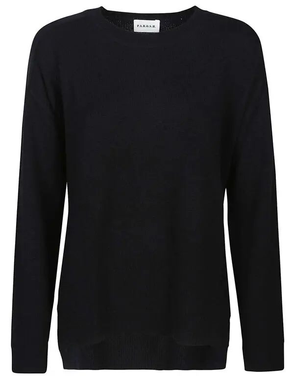 P.a.r.o.s.h Crewneck Knitted Jumper With Logo Detail - Black