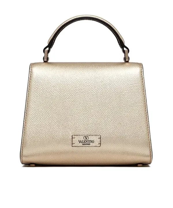 Valentino Garavani Vsling Mini Handbag In Metallic Grainy Calfskin
