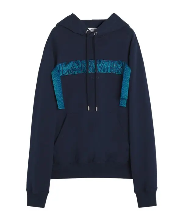 LANVIN Curb-lace Drawstring Hoodie - Midnight Blue