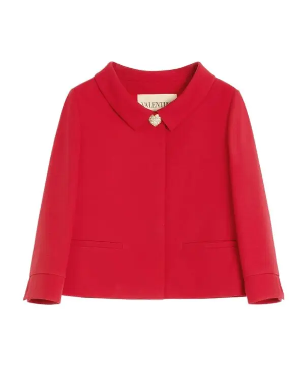 Valentino Garavani Crepe Couture Cropped Jacket With Jewel Detail