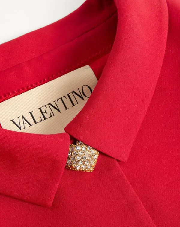 Valentino Garavani Crepe Couture Cropped Jacket With Jewel Detail