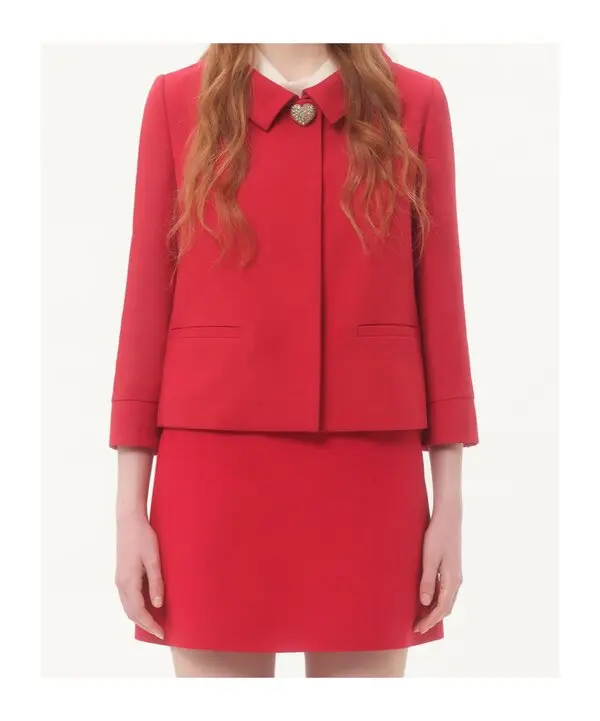 Valentino Garavani Crepe Couture Cropped Jacket With Jewel Detail