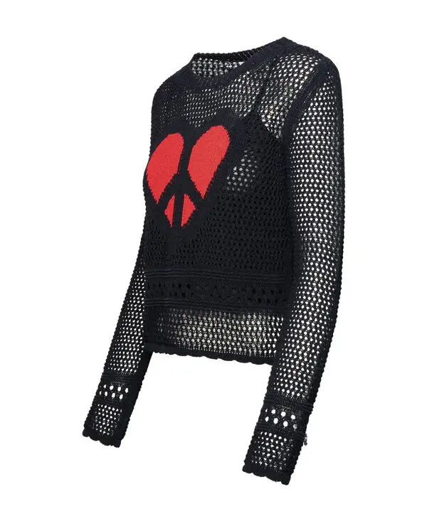 Moschino Crochet Knit Jumper With Heart Logo