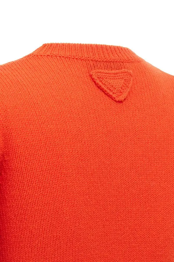 Prada Ribbed Knit Short-sleeve Crewneck Sweater