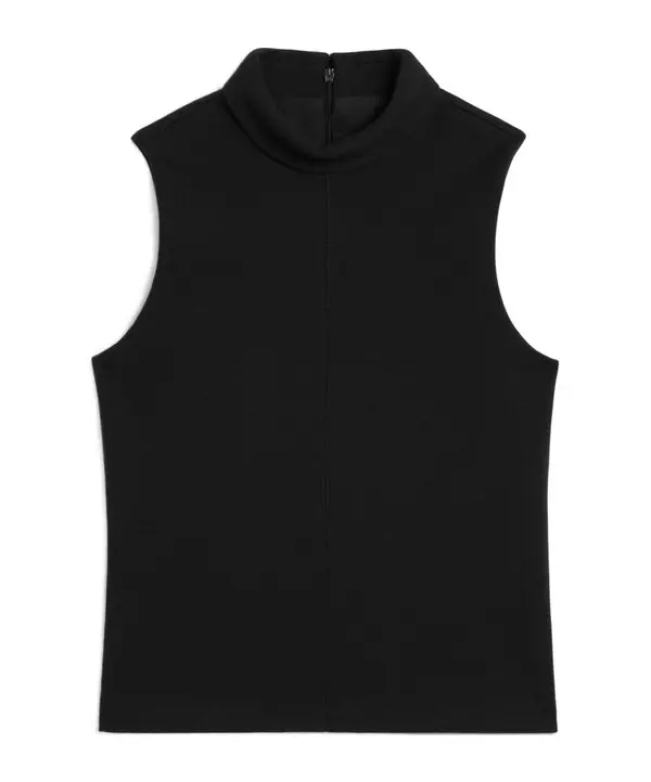 Celine Sleeveless Wool Jersey Top - Black