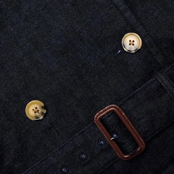 SELF-PORTRAIT Belted Denim Jacket With Exaggerated Collar - Black