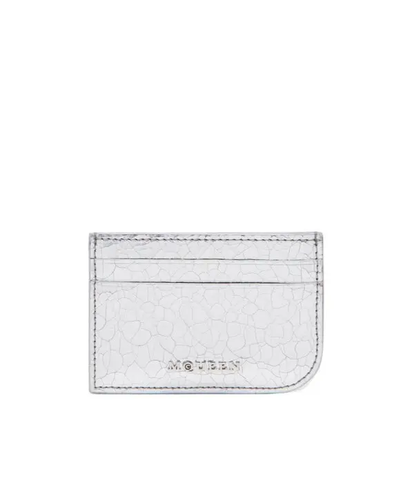 Alexander McQueen Logo Lettering Card Holder - Silver