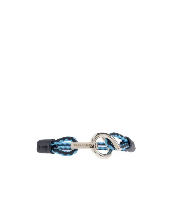 FERRAGAMO Braided Gancini Bracelet - Blue Turquoise