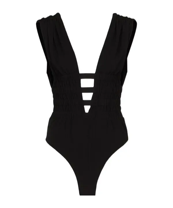 Alaïa Strappy Sleeveless Bodysuit With Cutout And Pleats