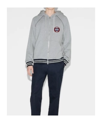 Gucci Felted Cotton Zipped Jacket With Patch And Embroidery - Grey