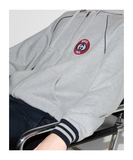 Gucci Felted Cotton Zipped Jacket With Patch And Embroidery - Grey