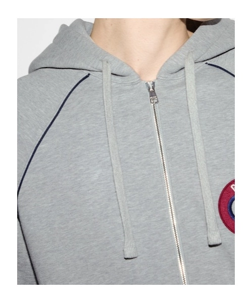 Gucci Felted Cotton Zipped Jacket With Patch And Embroidery - Grey