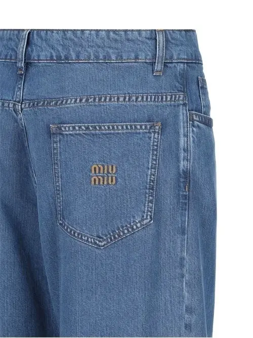Miu Miu Logo-embroidered Straight-leg Denim Jeans - Blue