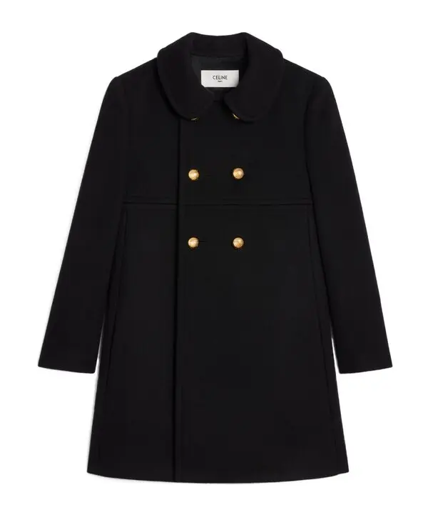 Celine Victorine Coat In Double Faced Cashmere - Black