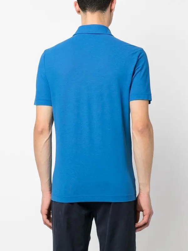 ZANONE Short-sleeved Straight-hem Polo Shirt - Blue