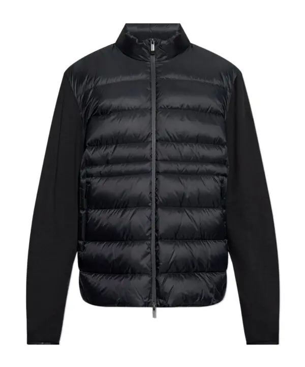 Moncler Zip-up Padded Cardigan With Logo Patch - Black