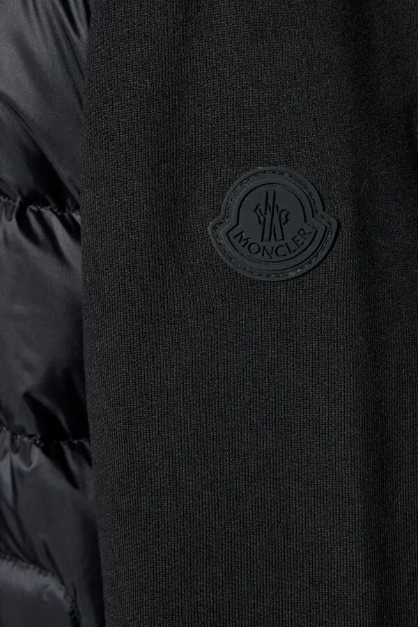 Moncler Zip-up Padded Cardigan With Logo Patch - Black