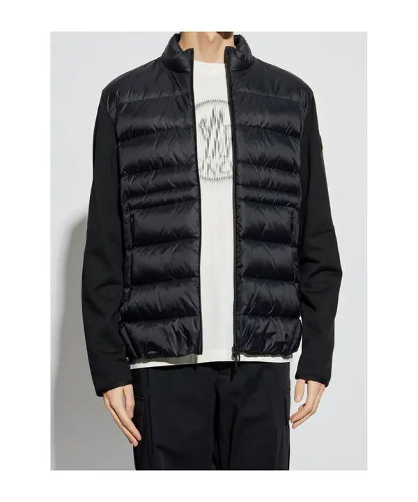 Moncler Zip-up Padded Cardigan With Logo Patch - Black