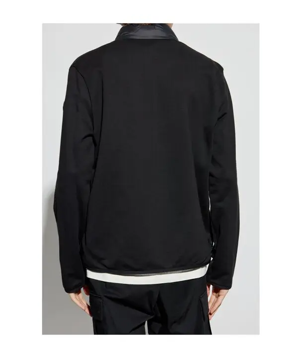 Moncler Zip-up Padded Cardigan With Logo Patch - Black